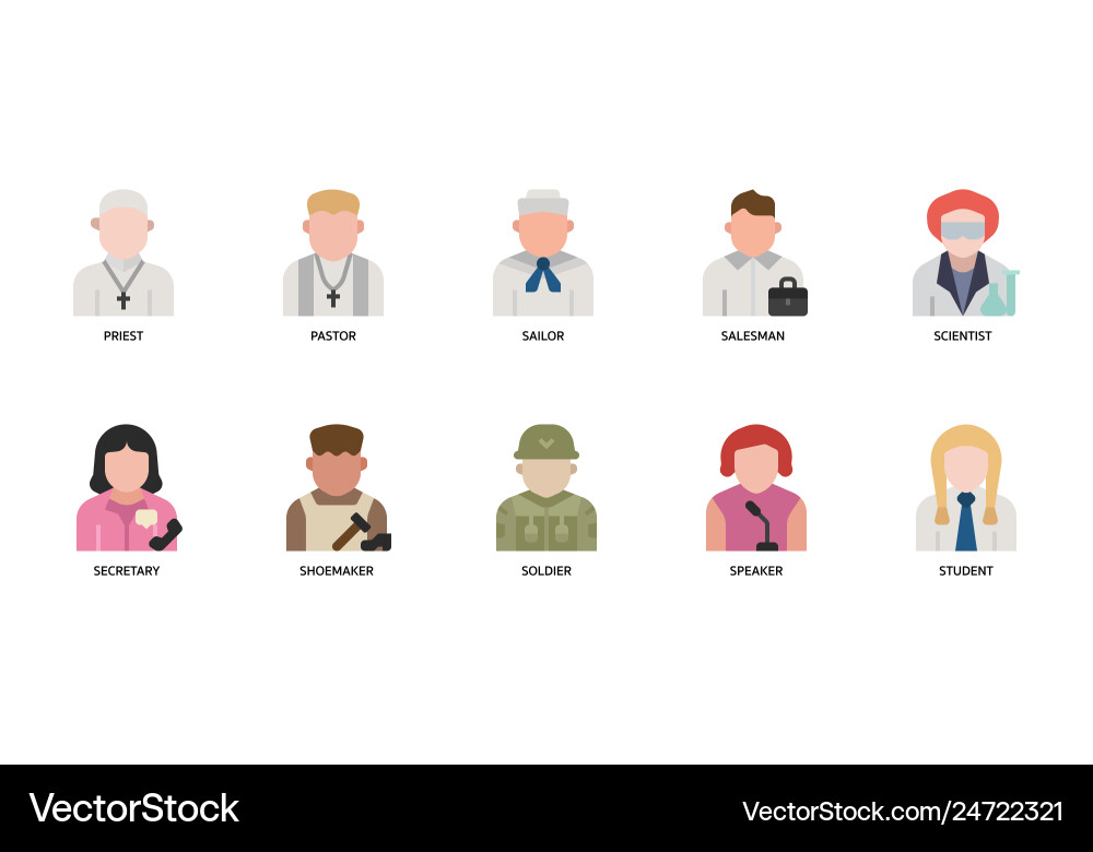 Jobs and occupations icons set Royalty Free Vector Image