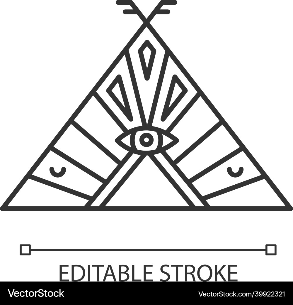 Native american chief teepee pixel perfect linear Vector Image