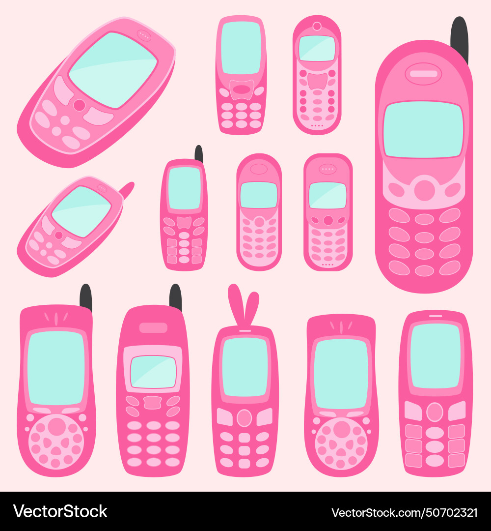 Y2k handphone collection Royalty Free Vector Image