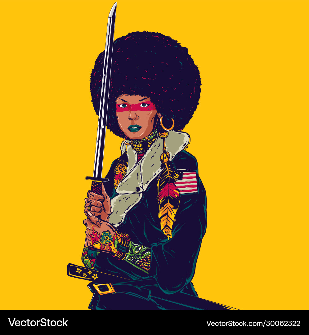 Afro samurai Royalty Free Vector Image - VectorStock