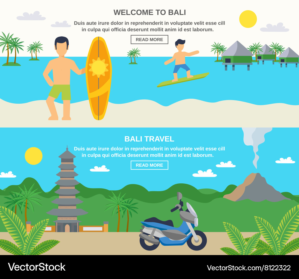 Bali travel banners Royalty Free Vector Image - VectorStock