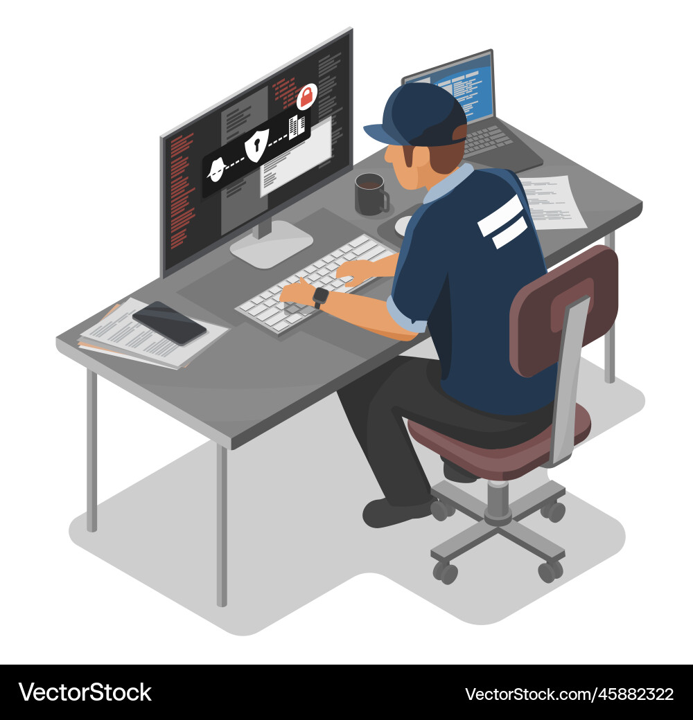 Cyber security jobs good hacker concept Royalty Free Vector