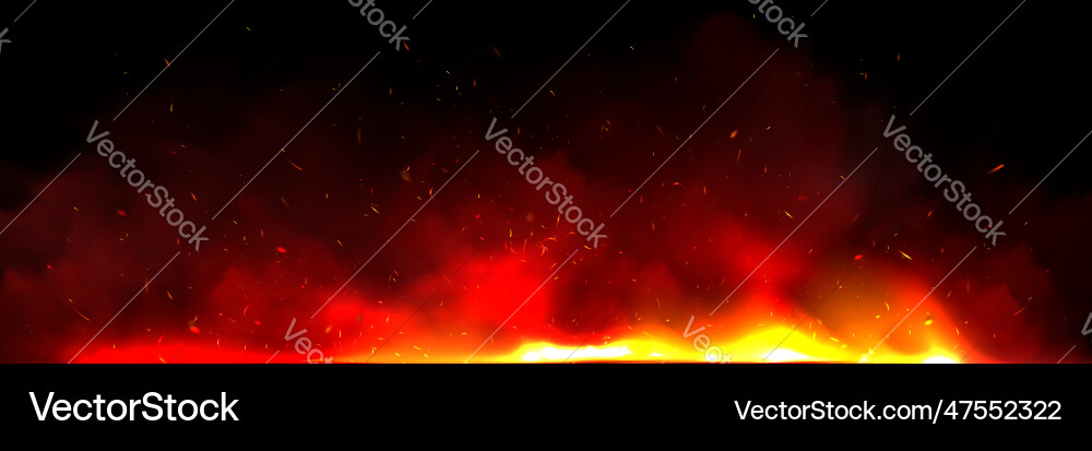 Fire and ember overlay effect smoke background Vector Image
