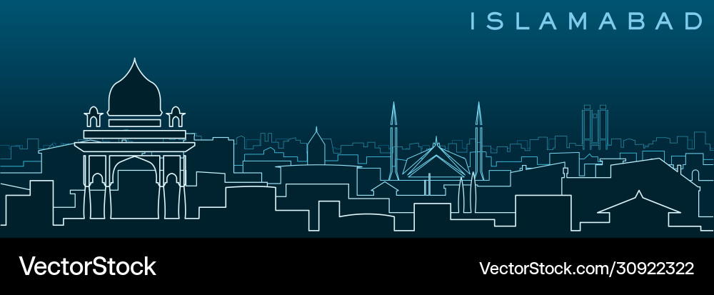 Islamabad multiple lines skyline and landmarks Vector Image