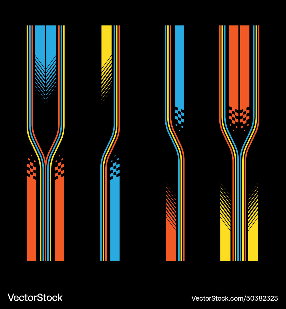 Checkered colorful flag racing strips Royalty Free Vector