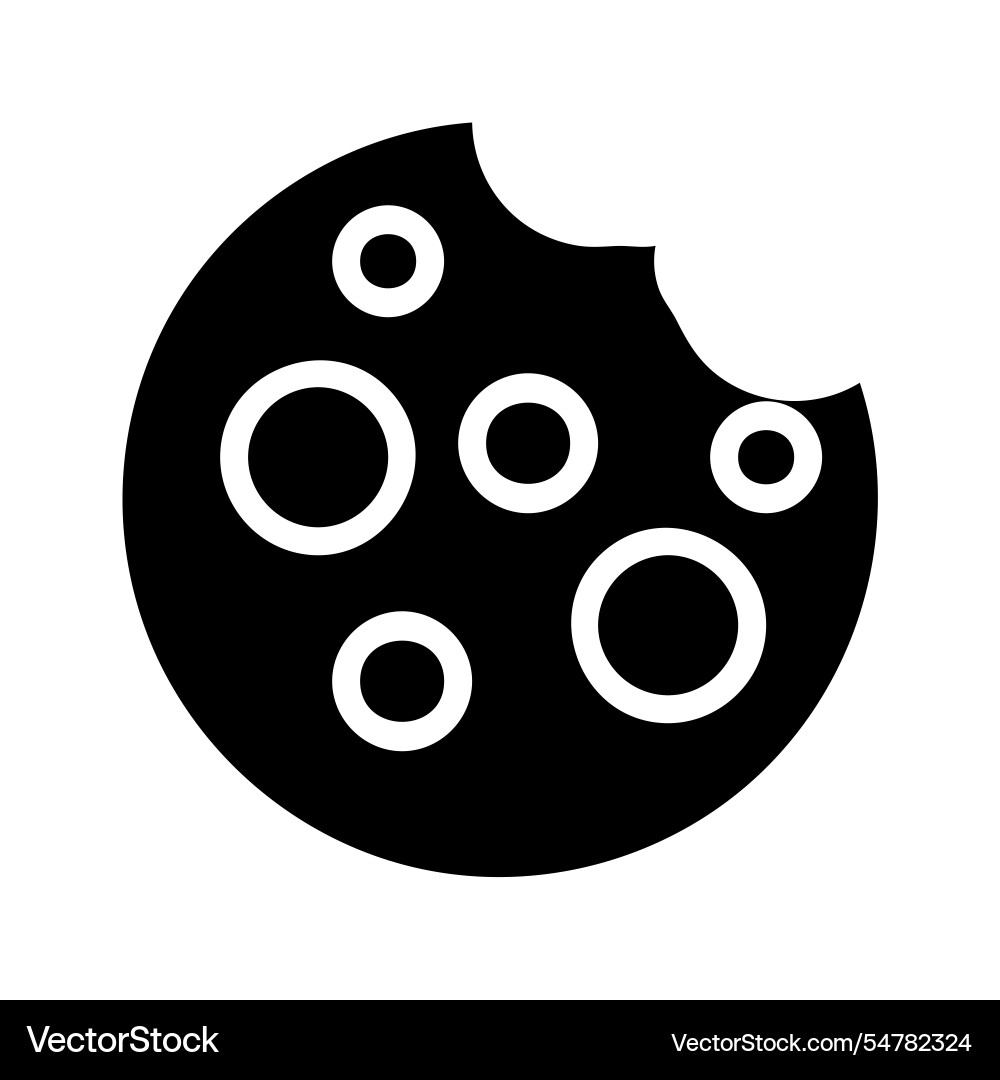 Bitten chocolate chip cookie icon concept Vector Image