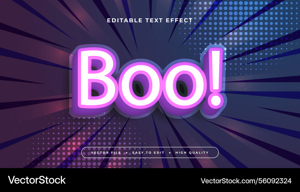 Black white and purple violet boo 3d editable Vector Image