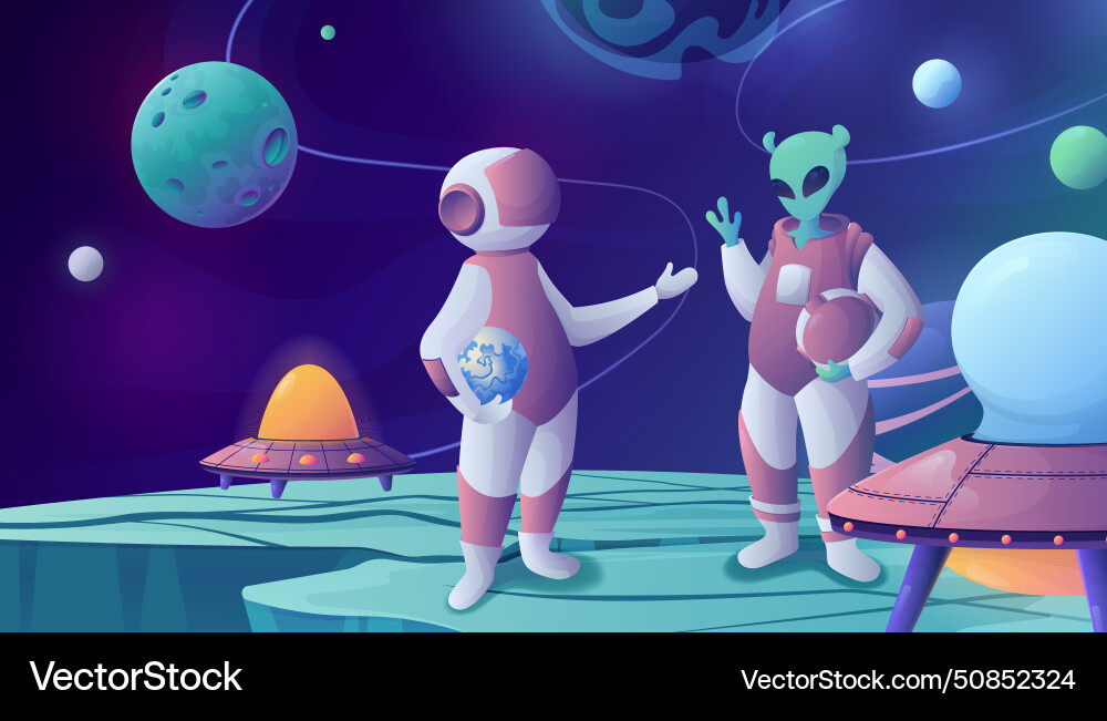 Cartoon space aliens composition Royalty Free Vector Image