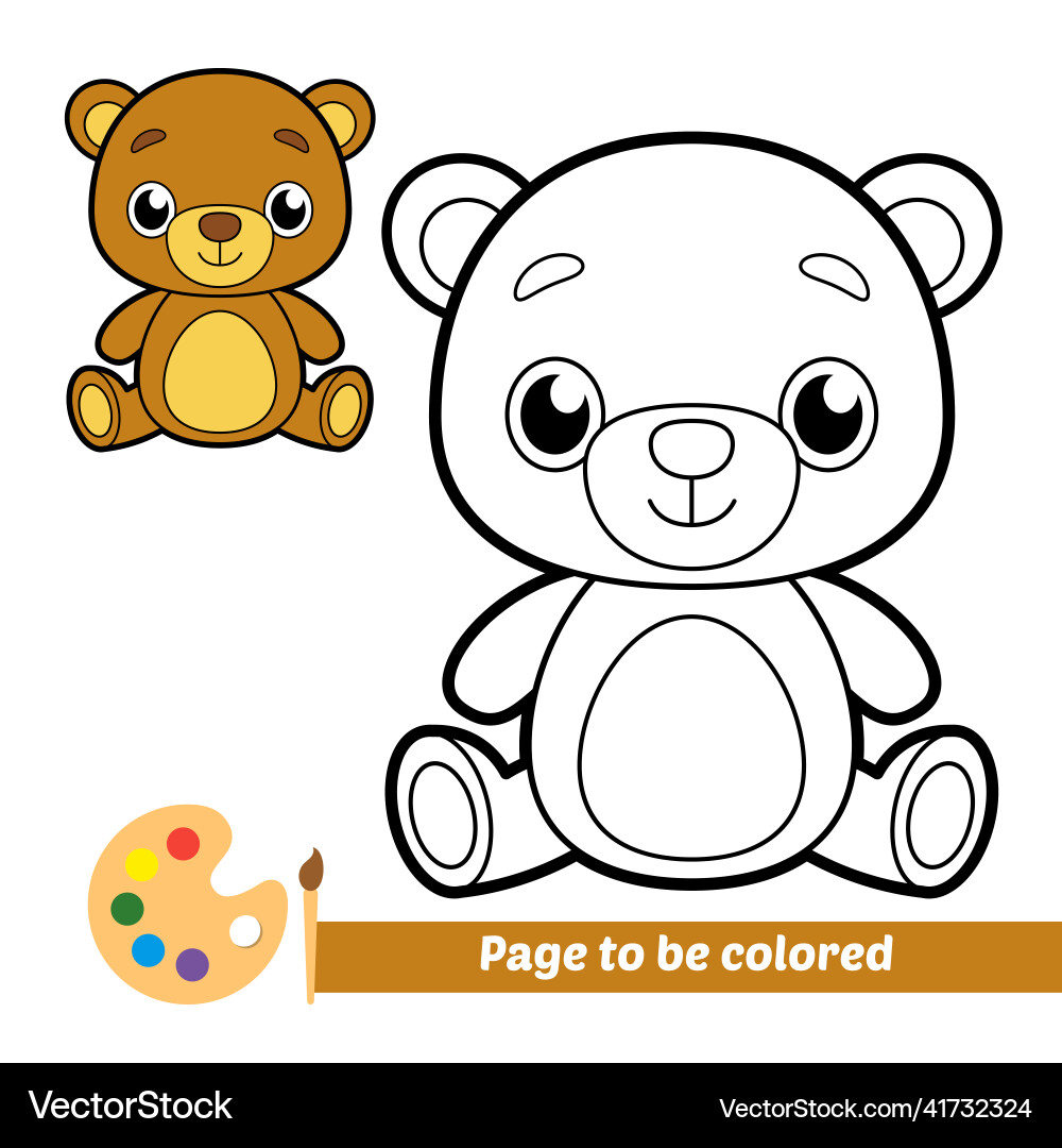 Coloring book for kids bear Royalty Free Vector Image