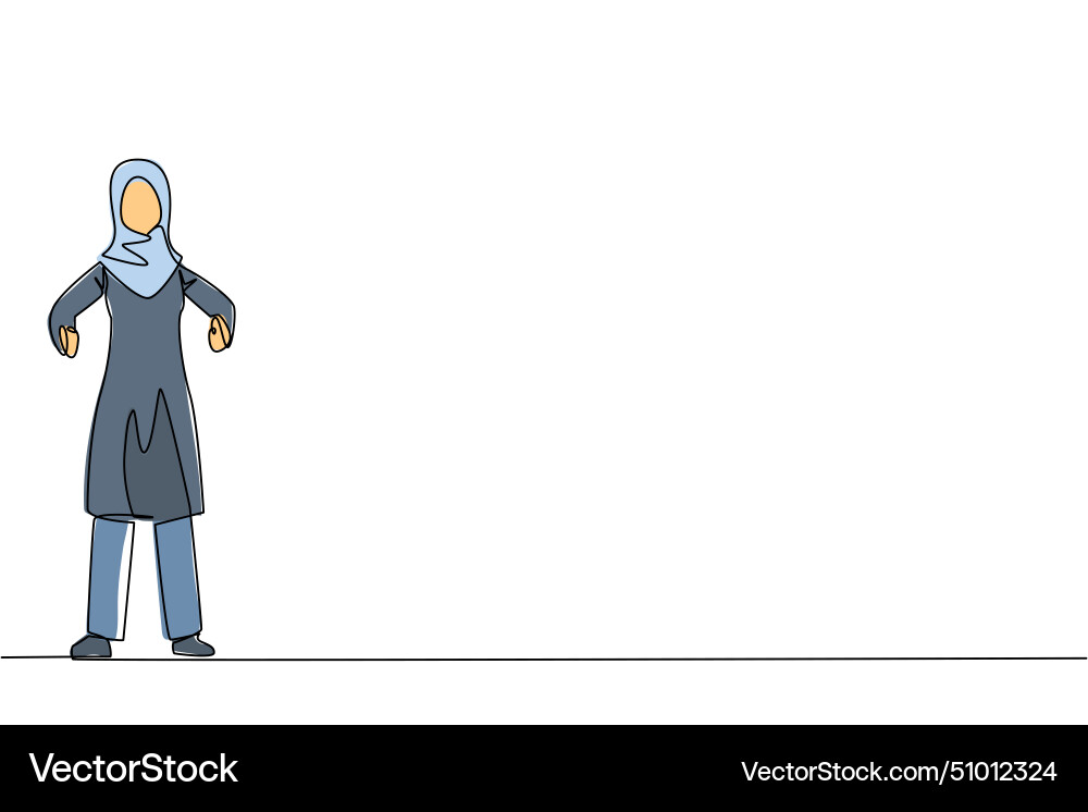 Continuous one line drawing arabian businesswoman Vector Image