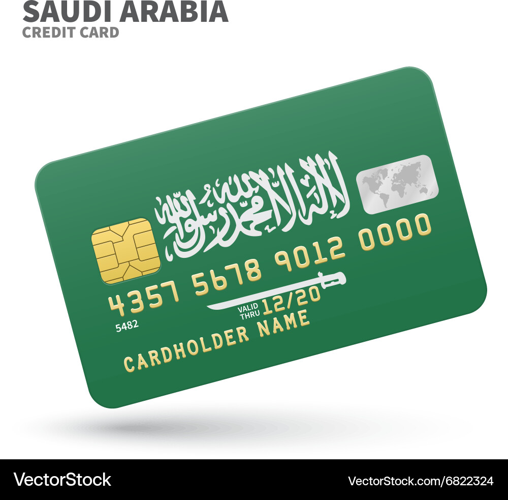 Credit card with saudi arabia flag background Vector Image