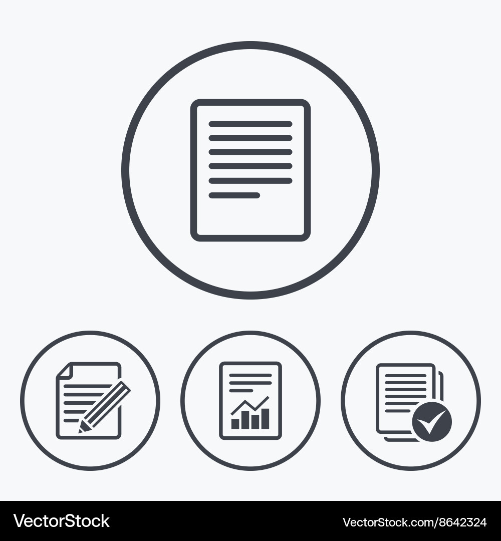 Document icons file with chart and checkbox Vector Image