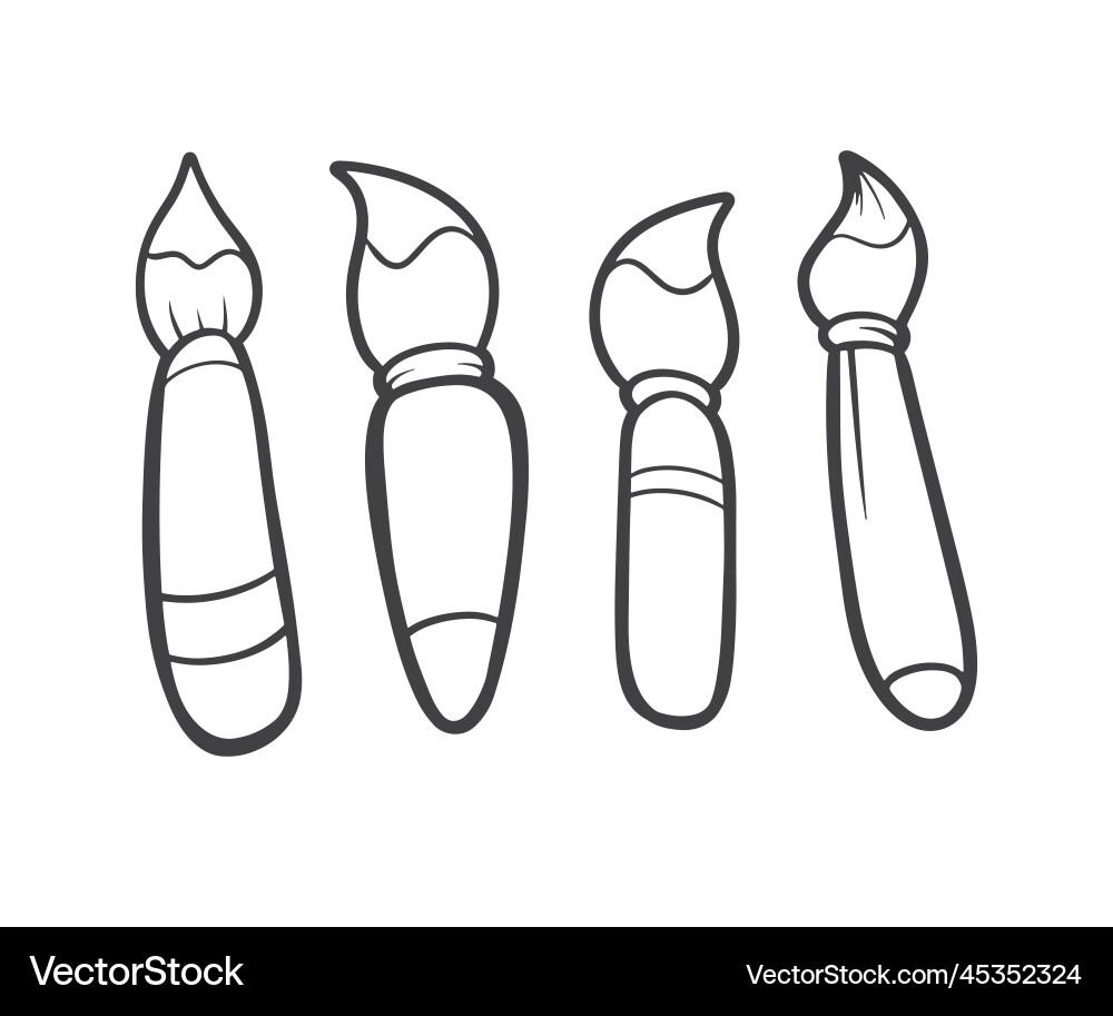 Hand-Drawn Paintbrush Set Royalty Free Vector Image