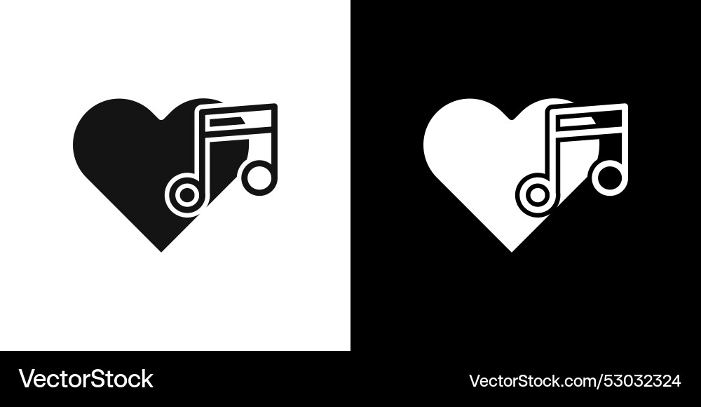Heard heart note icon logo set Royalty Free Vector Image