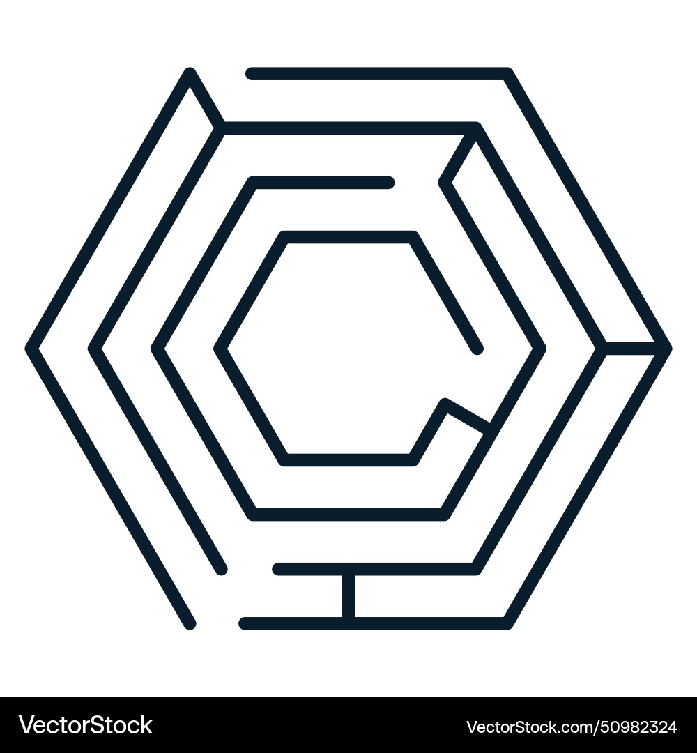 Hexagon maze labyrinth Royalty Free Vector Image
