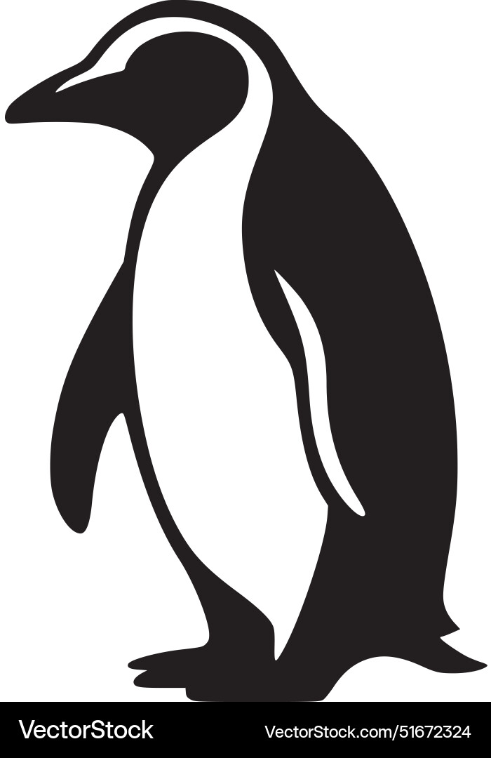 Penguin - black and white Royalty Free Vector Image