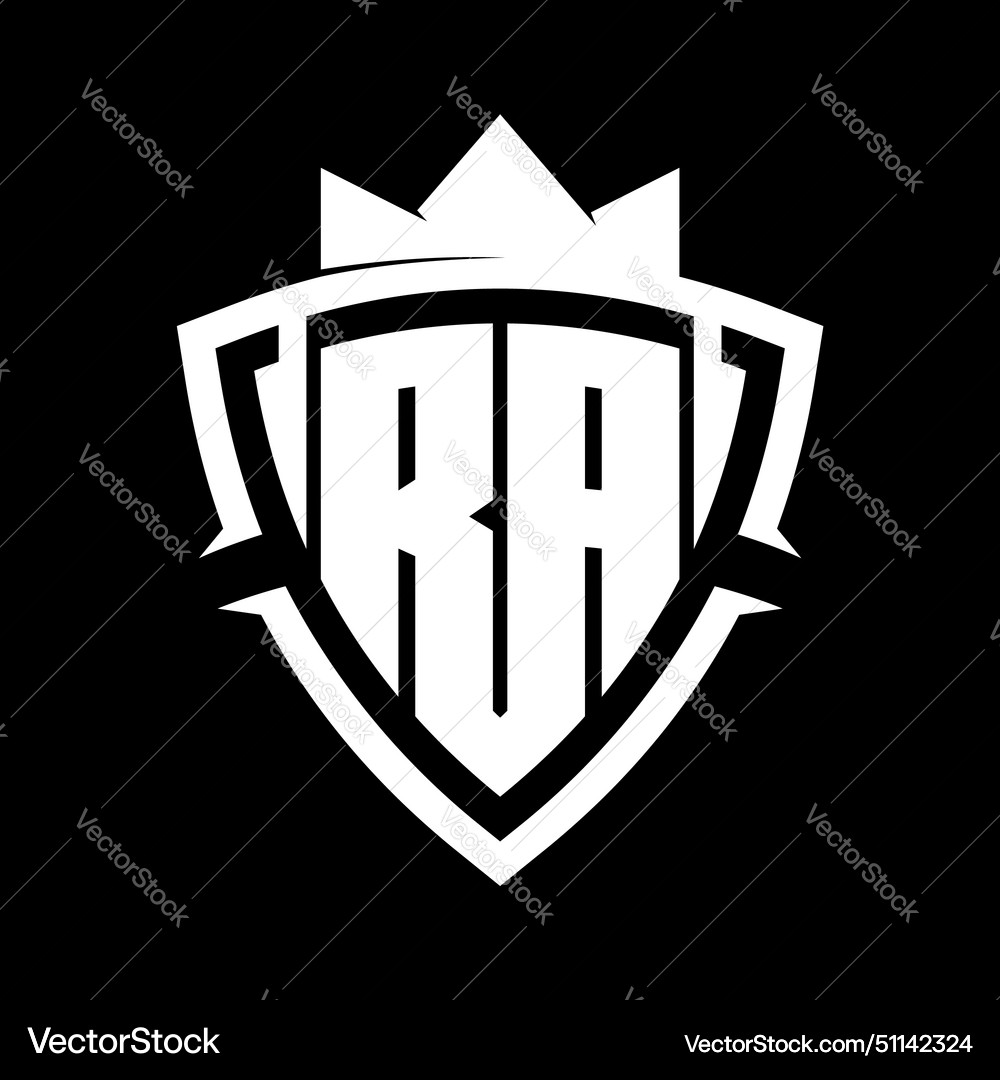 Ra letter monogram with triangle curve shield Vector Image