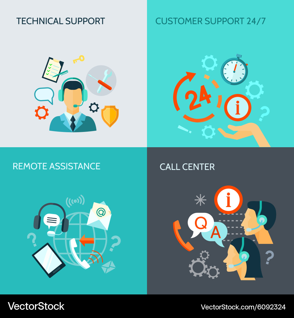 Remote Support & Tech Assistance Banners Vector Image