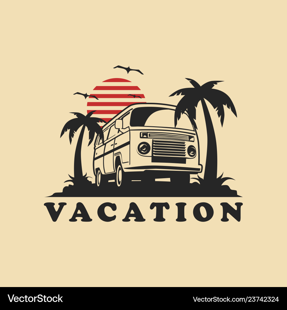 Summer vacation car logo template Royalty Free Vector Image