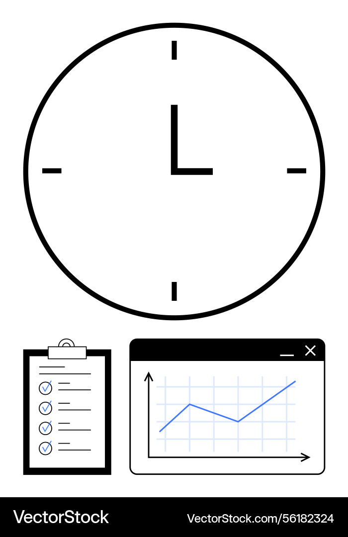 Time management with clock checklist Royalty Free Vector