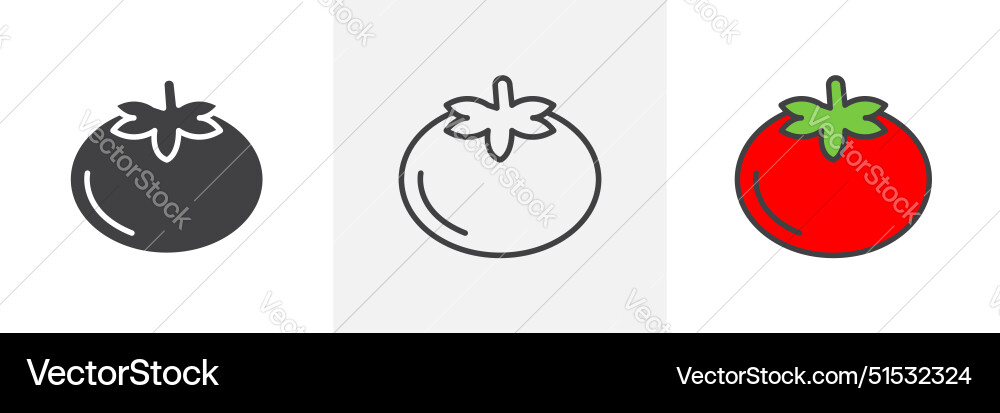 Tomato icon set vegetable symbol in filled Vector Image