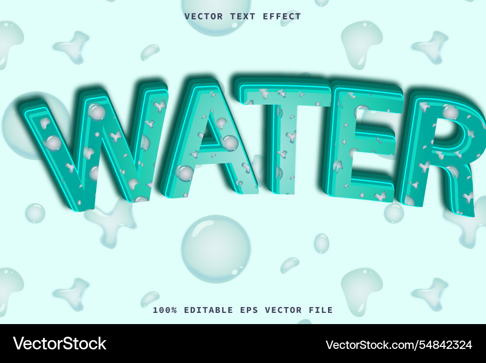 Water 3d text effect realistic textured eps Vector Image