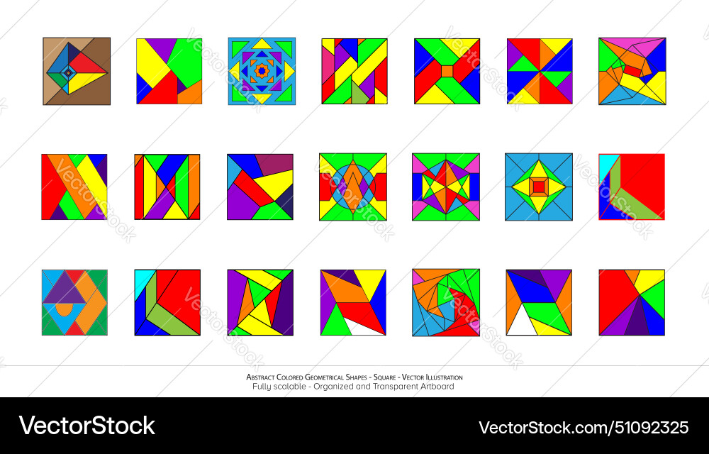 Abstract colored square geometric shapes Vector Image