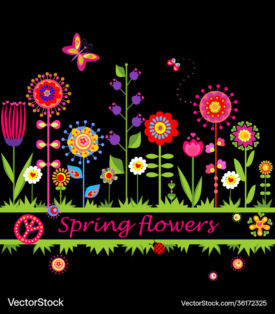 Abstract Spring Flowers Border Royalty Free Vector Image