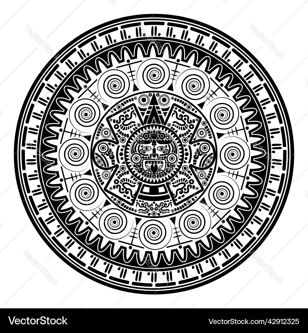 Aztec Sun Wheel Calendar Royalty Free Vector Image