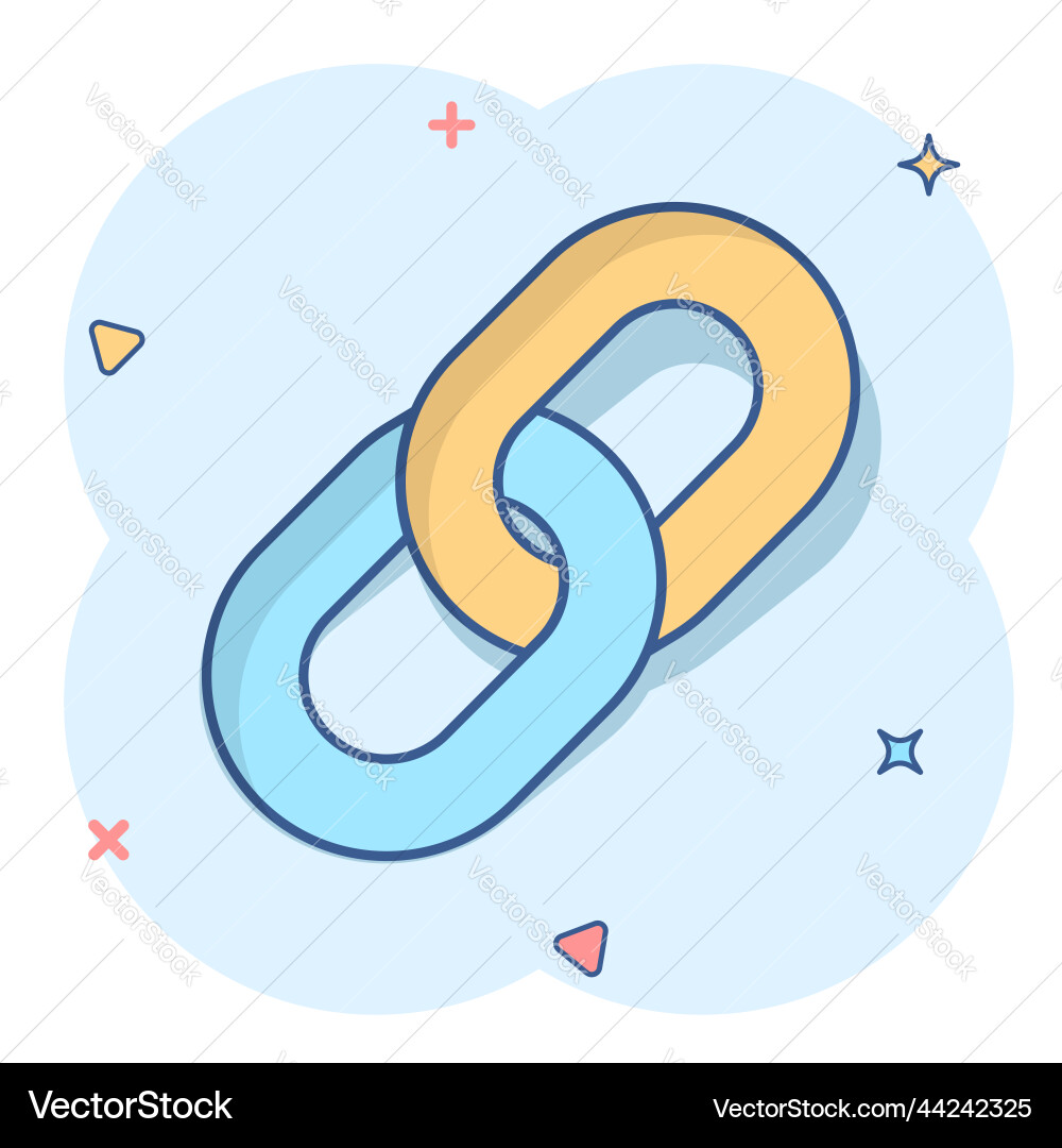 Chain sign icon in comic style link cartoon Vector Image