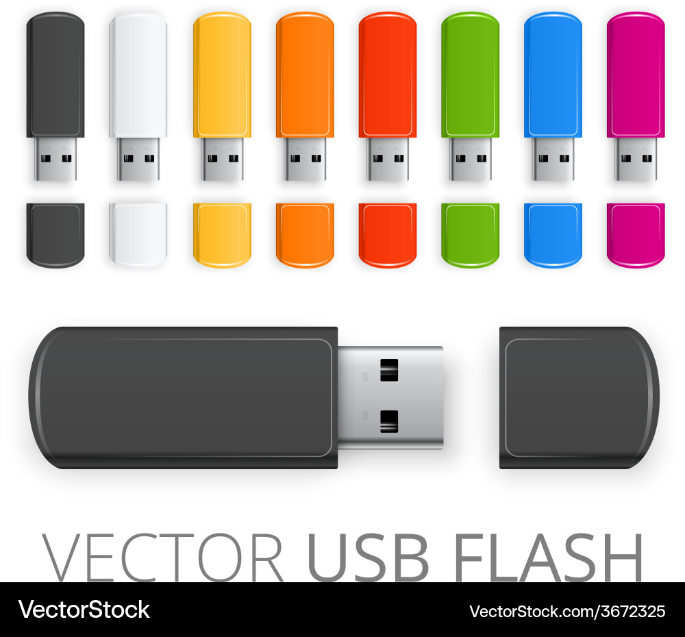 Colored usb flash Royalty Free Vector Image - VectorStock