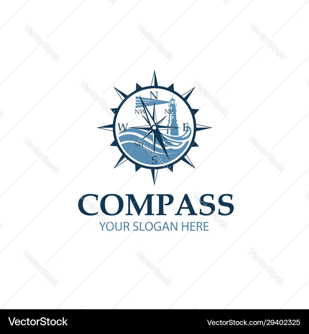 Compass with lighthouse Royalty Free Vector Image