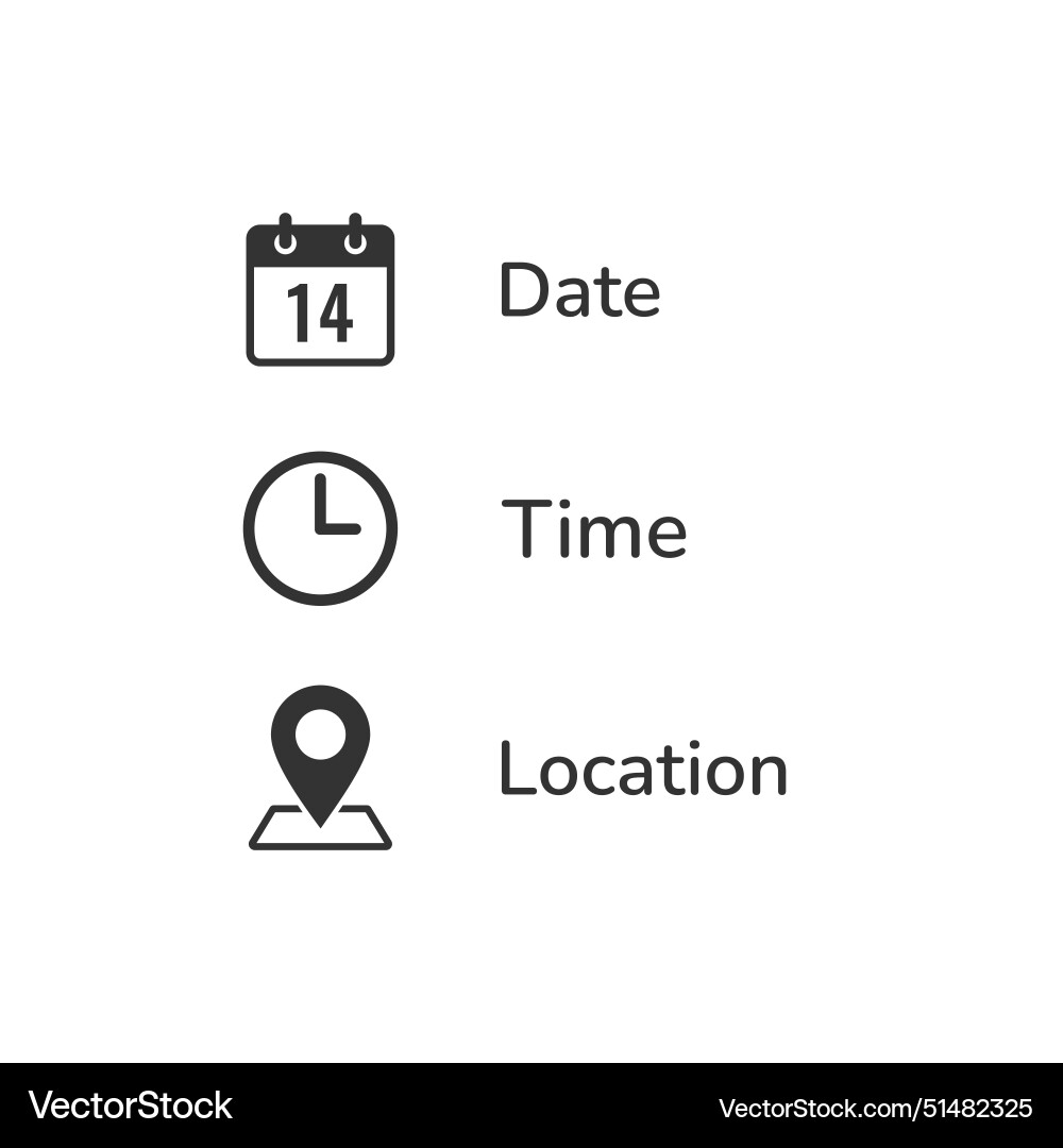 Date time location icon or place symbol Royalty Free Vector