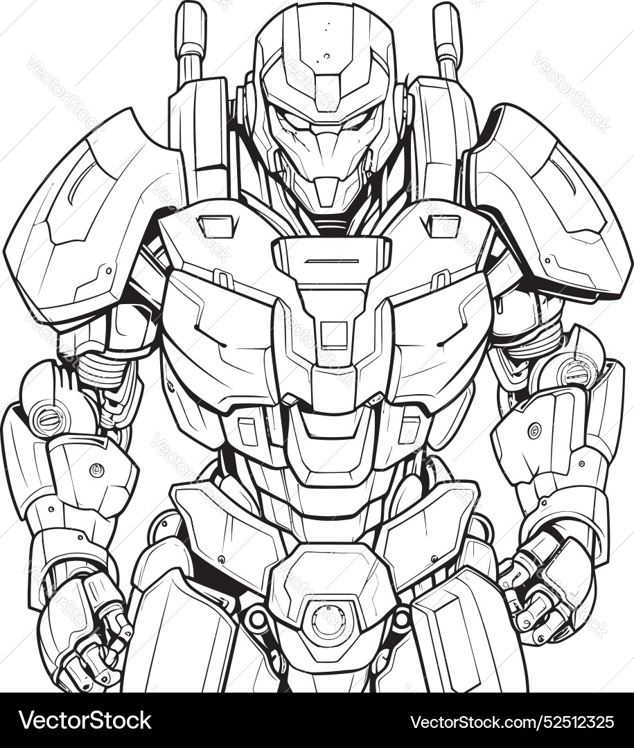 Digital dynamo futuristic syborg line art logo Vector Image
