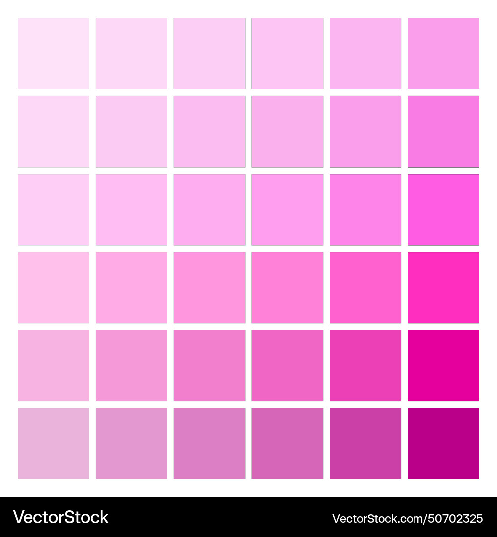 Gradient shades of pink color palette Royalty Free Vector
