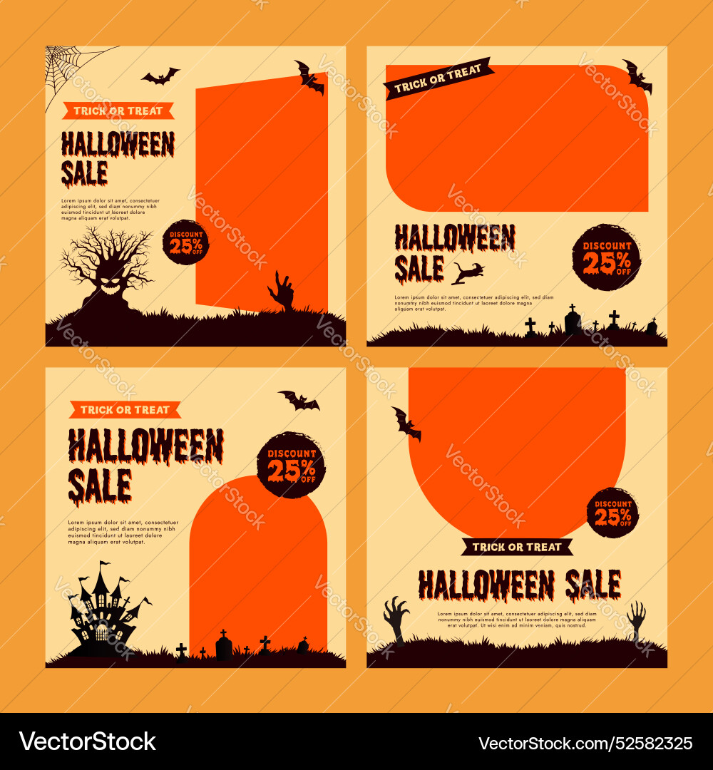 Halloween social media post design Royalty Free Vector Image