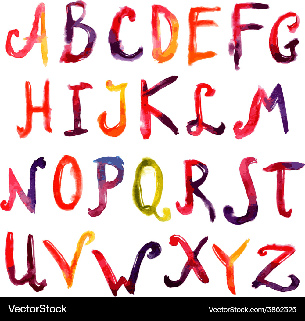 Hand drawn alphabet Royalty Free Vector Image - VectorStock
