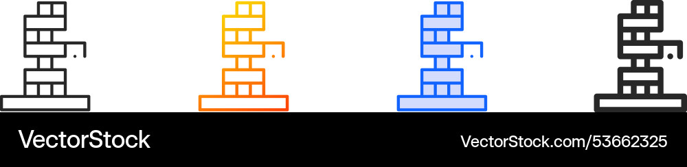 Jenga iconthin linear gradient blue stroke Vector Image
