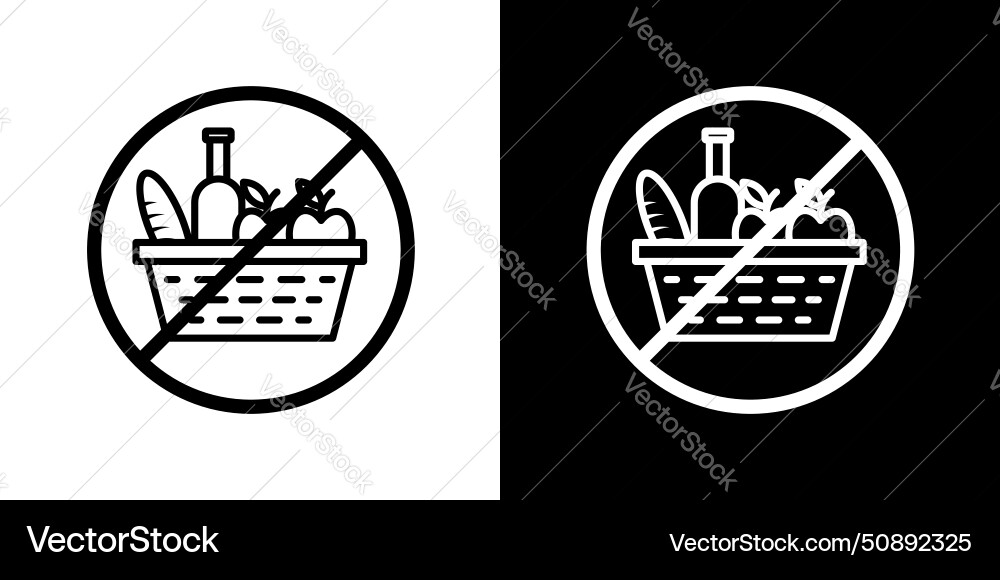 Picnics are prohibited sign icon set forbidden Vector Image