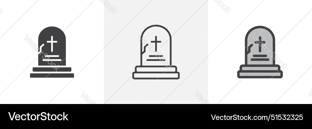 Tombstone icon set rip headstone symbol death Vector Image