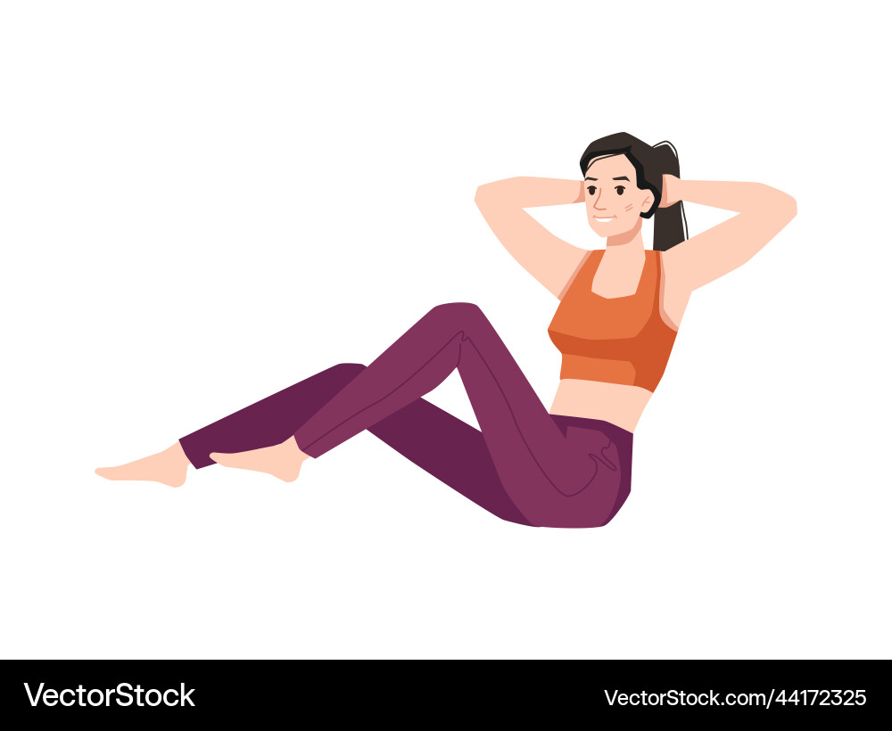 Woman doing press exercises working out Royalty Free Vector