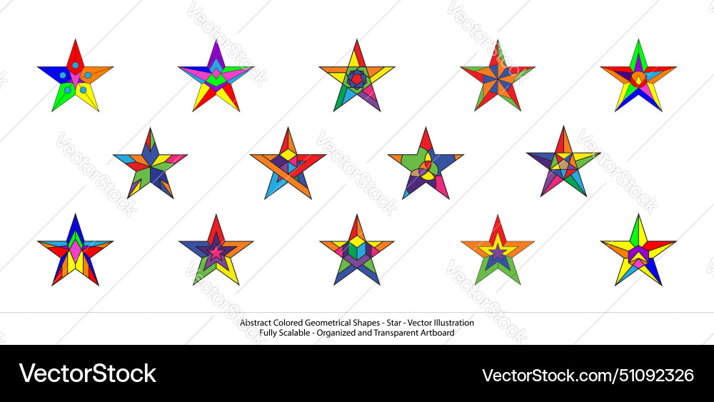 Abstract colored star geometric shapes Royalty Free Vector