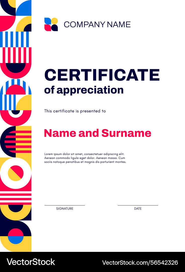 Business certificate with geometric pattern border
