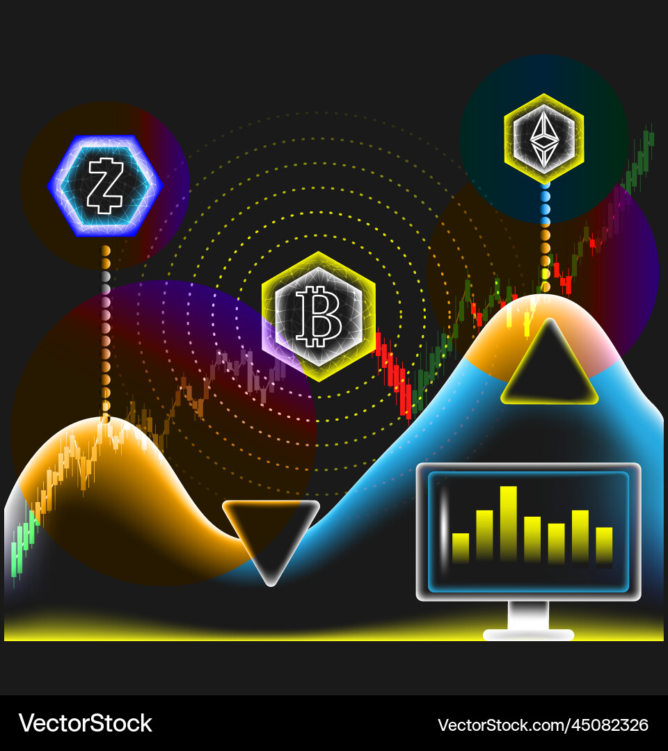 Crypto trading 3d forex market background Vector Image