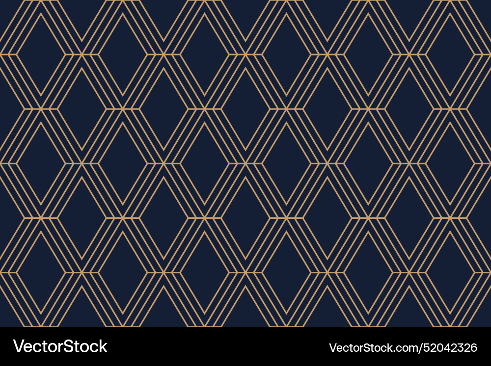 Gold and blue ornate seamless diamond pattern Vector Image
