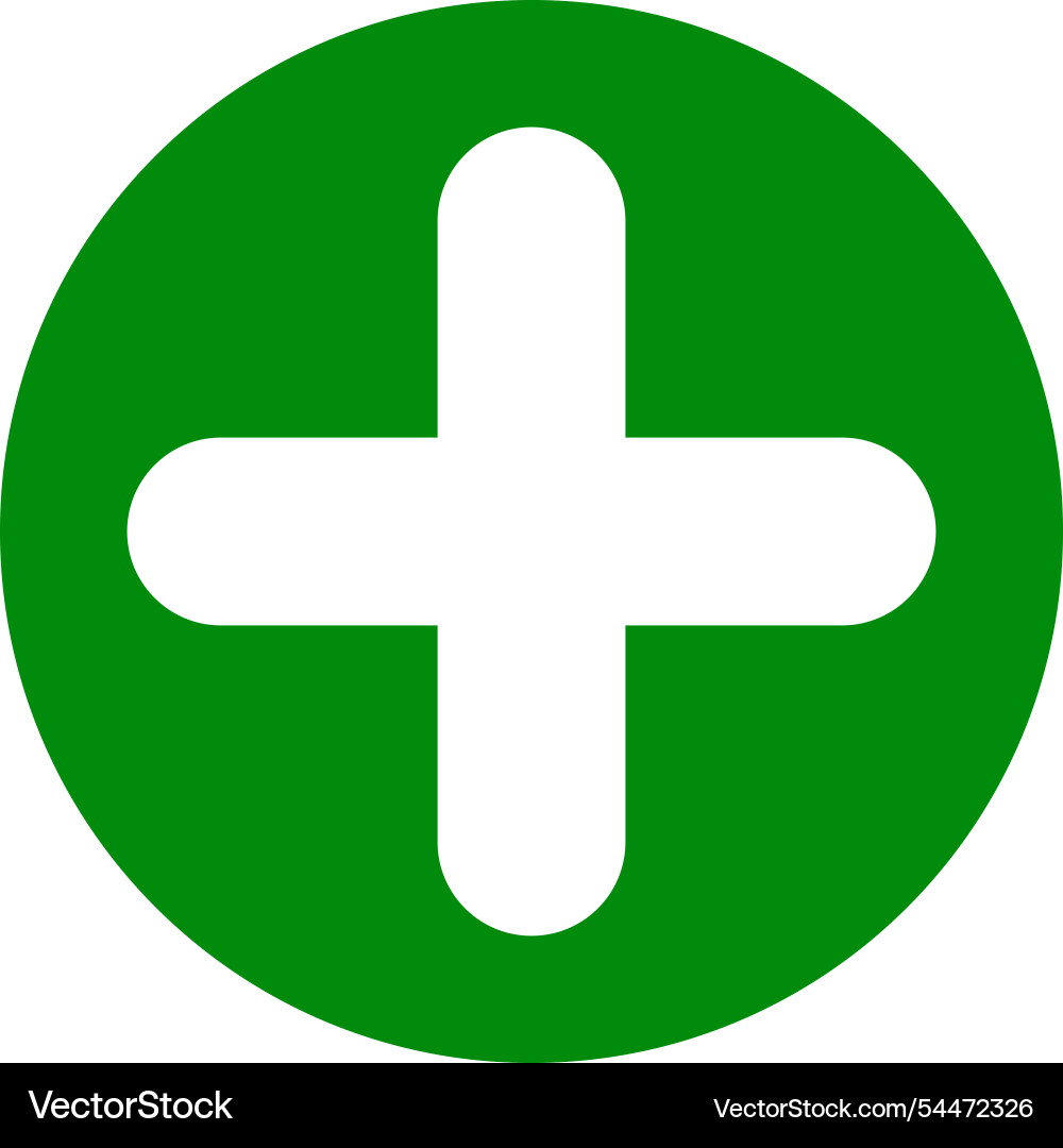 Green plus sign add icon mathematical Royalty Free Vector