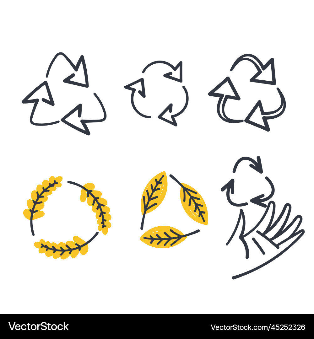 Hand drawn doodle eco sign with leaf Royalty Free Vector