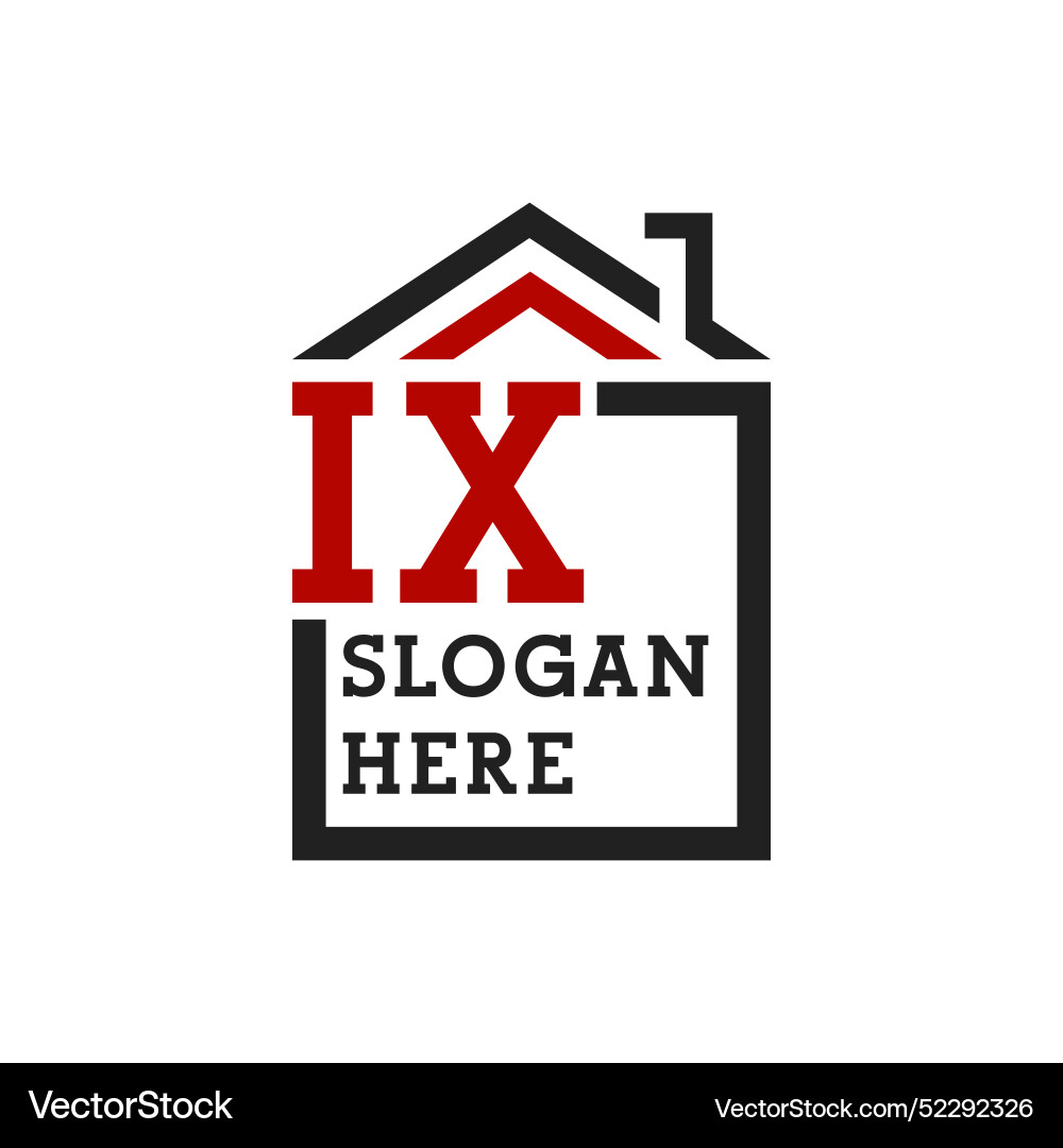 Initial ix house logo for roofing letter real Vector Image