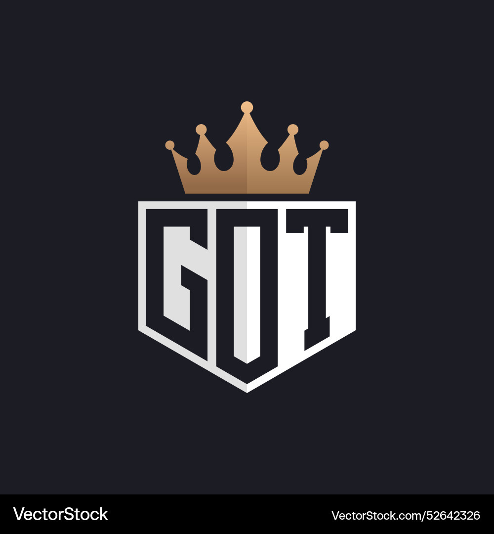 Luxury got logo with crown elegant initials Vector Image