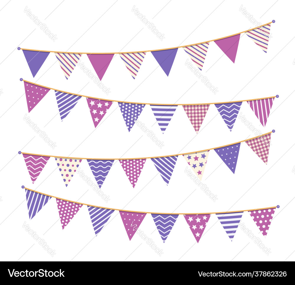 Purple bunting Royalty Free Vector Image - VectorStock